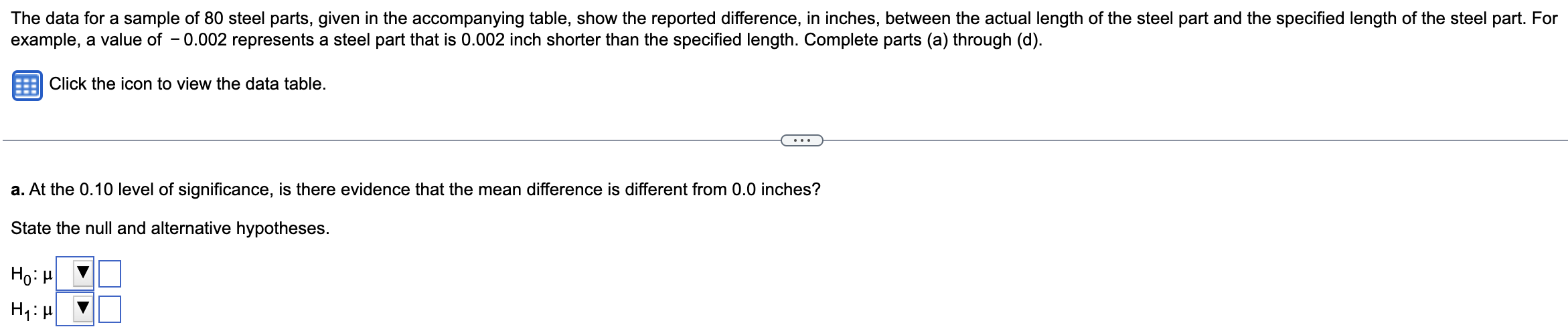 Solved Differences dataThe data for a sample of 80 steel | Chegg.com