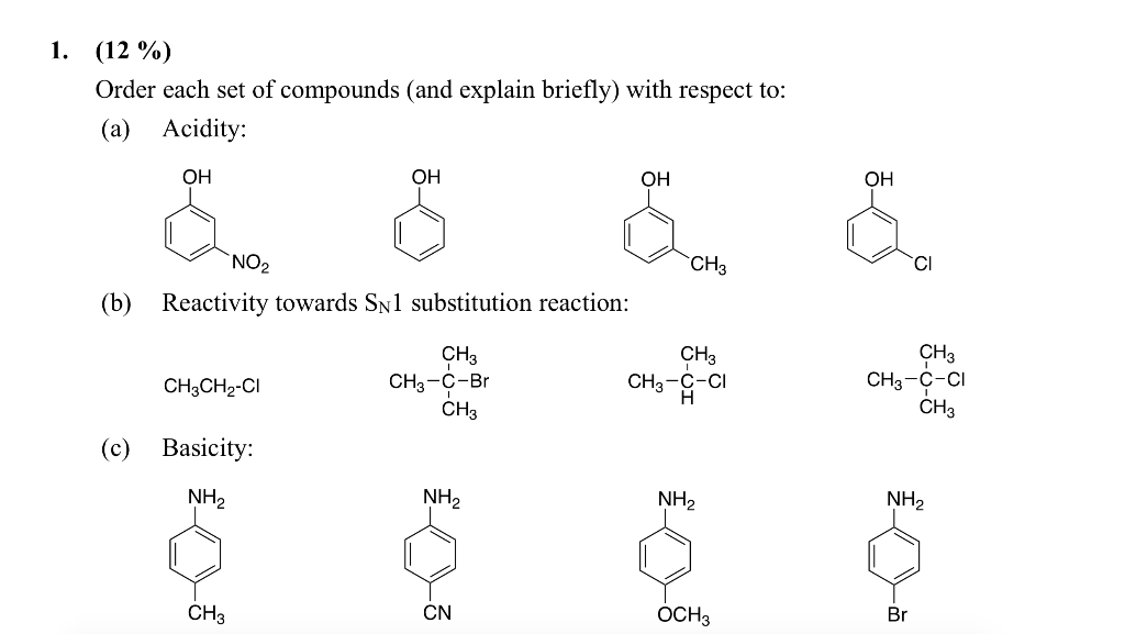 Solved Order each set of compounds (and explain) with | Chegg.com