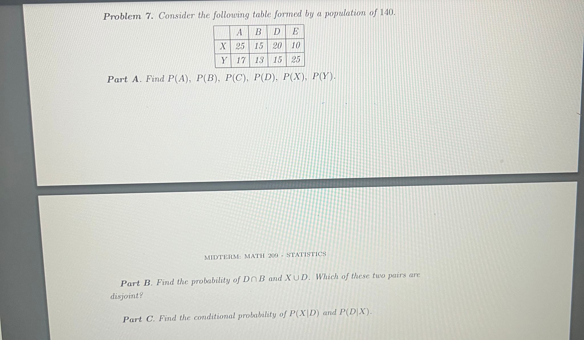 Solved Problem 7. Consider the following table formed by a | Chegg.com
