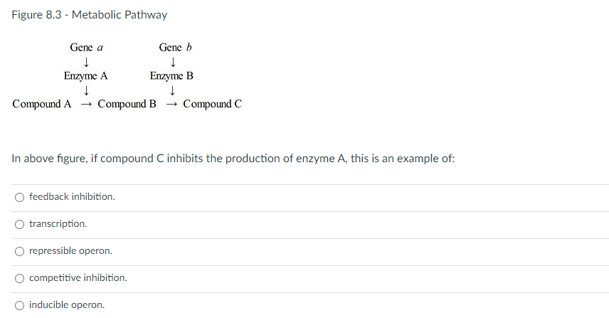 Solved Figure 8.3 - Metabolic Pathway Gene a Geneb Enzyme A | Chegg.com