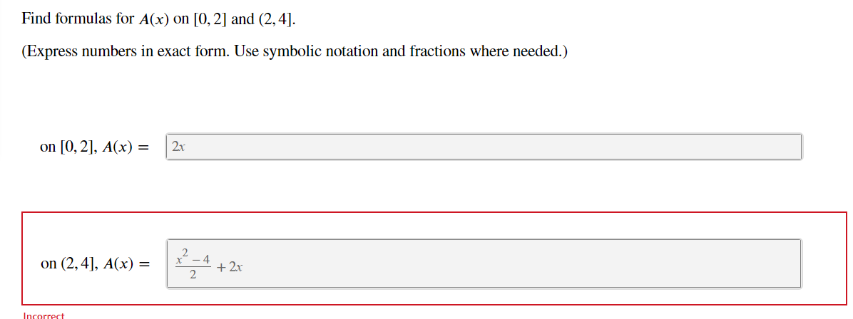 Solved Let 𝐴(𝑥)=∫𝑥0𝑓(𝑡)𝑑𝑡A(x)=∫0xf(t)dt for | Chegg.com