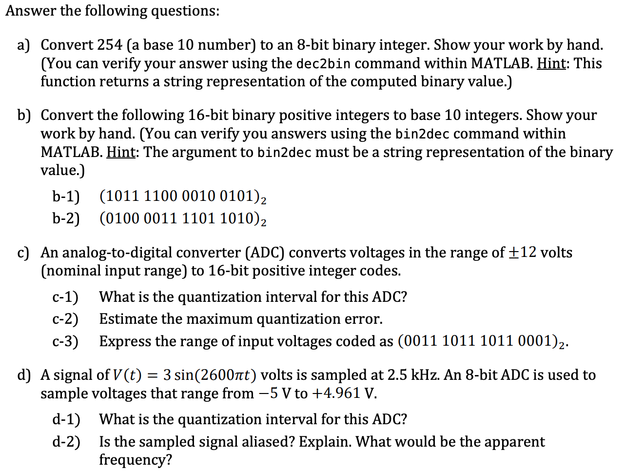 Solved Answer the following questions: a) Convert 254 (a | Chegg.com