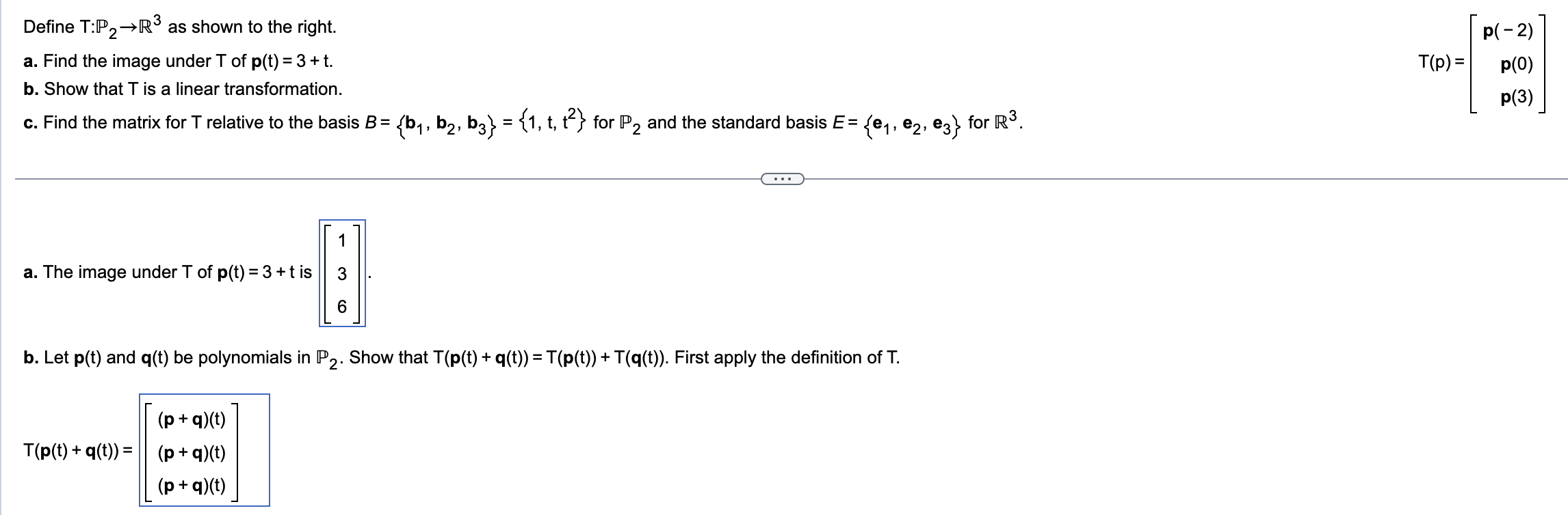 Solved Define T P2→r3 As Shown To The Right A Find The