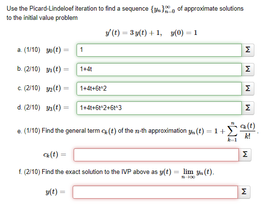Solved Use the Picard-Lindeloef iteration to find a sequence | Chegg.com