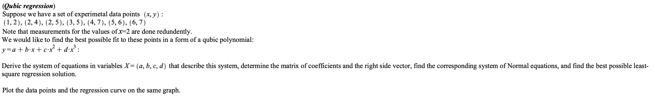 Solved (Qubic regression) Suppose we have a set of | Chegg.com
