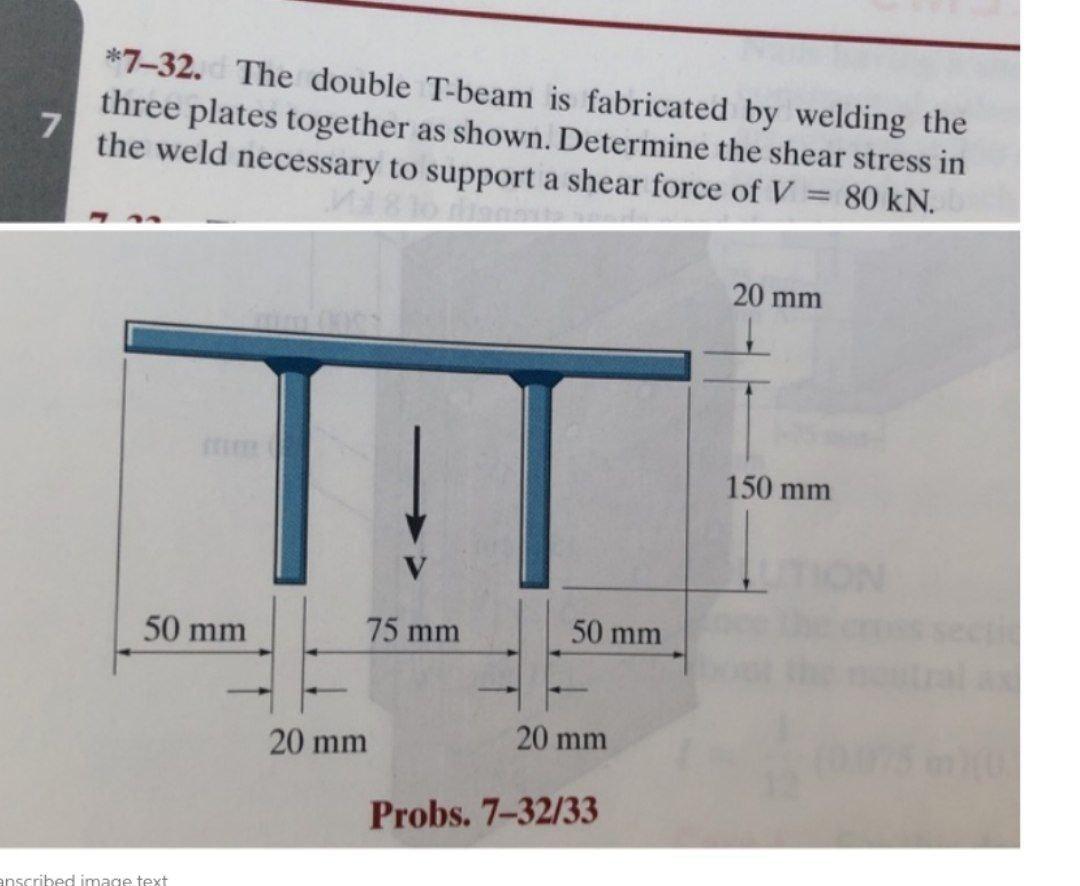 Solved *7–32. The double T-beam is fabricated by welding the | Chegg.com