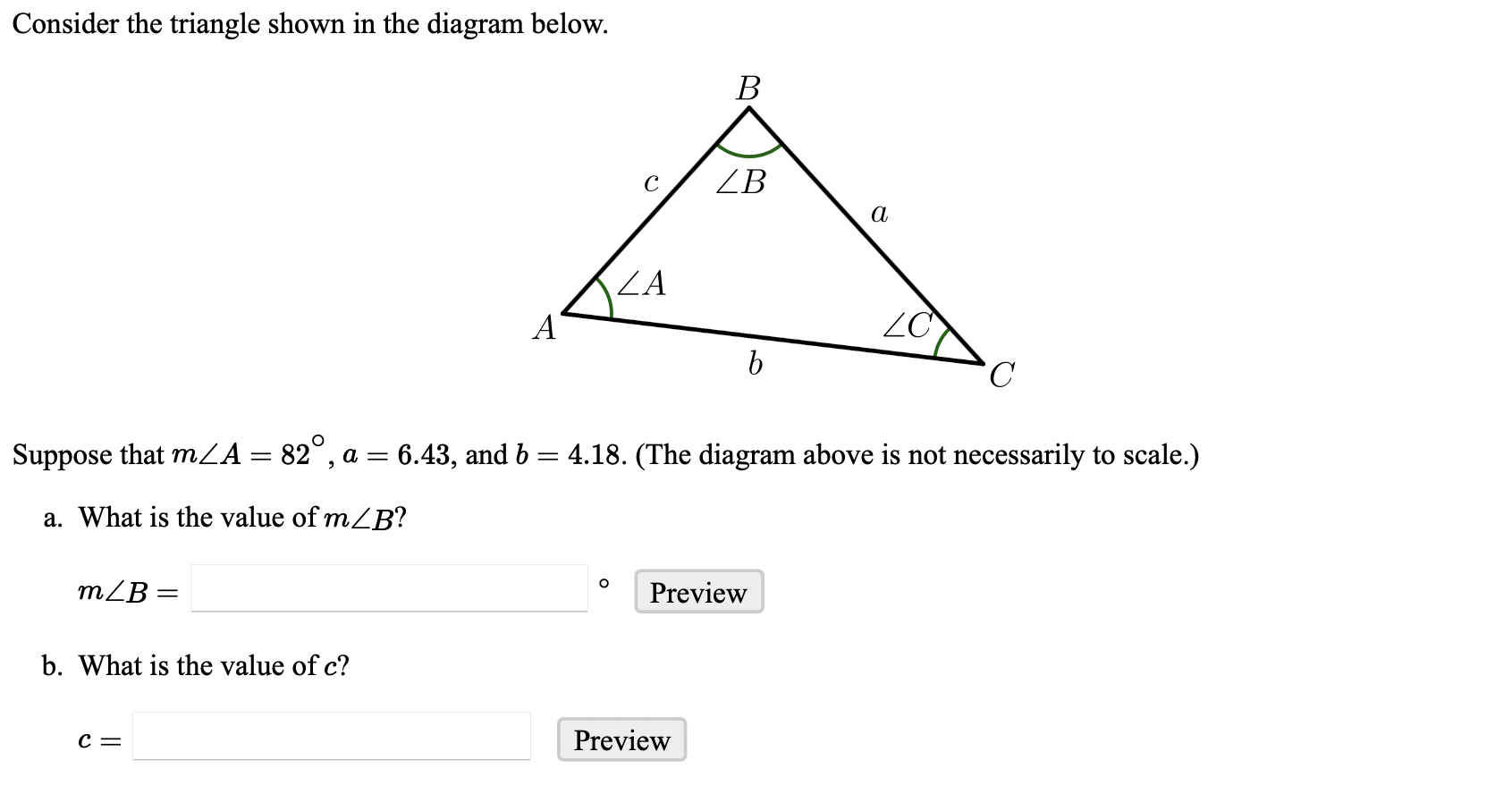 Solved Consider the triangle shown in the diagram below. | Chegg.com