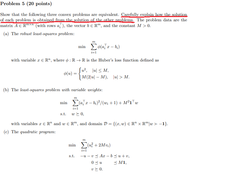 Solved Problem 5 (20 points) Show that the following three | Chegg.com
