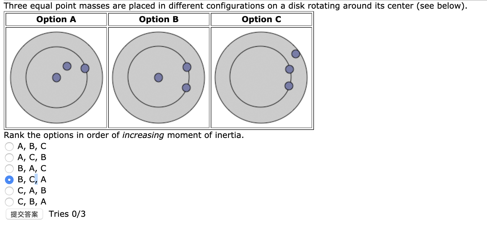 Solved Three equal point masses are placed in different | Chegg.com