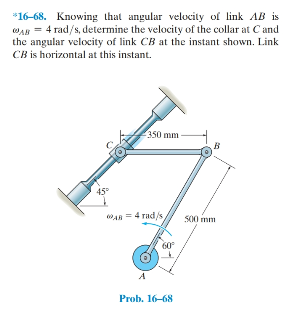 Solved 16 68 Knowing That Angular Velocity Of Link Ab Is