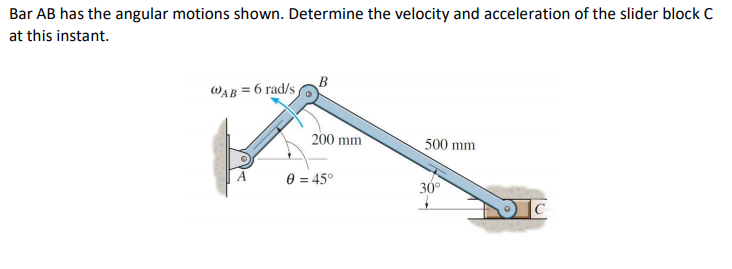Solved Bar AB has the angular motions shown. Determine the | Chegg.com