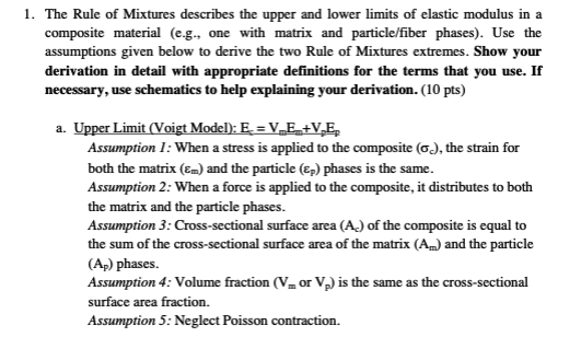 Solved 1. The Rule of Mixtures describes the upper and lower | Chegg.com