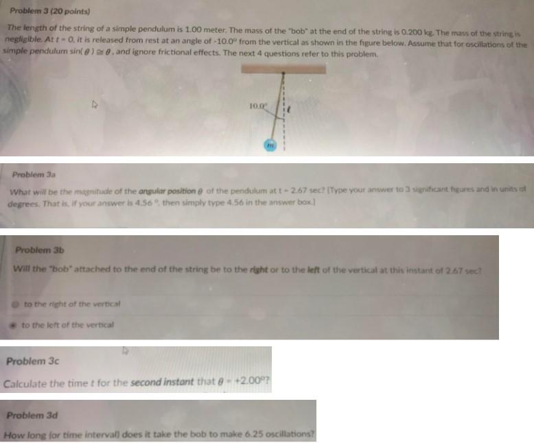 Solved Problem 3 (20 points) The length of the string of a | Chegg.com