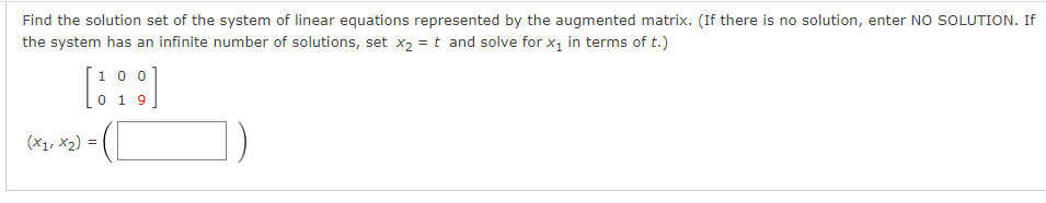 Solved Find the solution set of the system of linear | Chegg.com