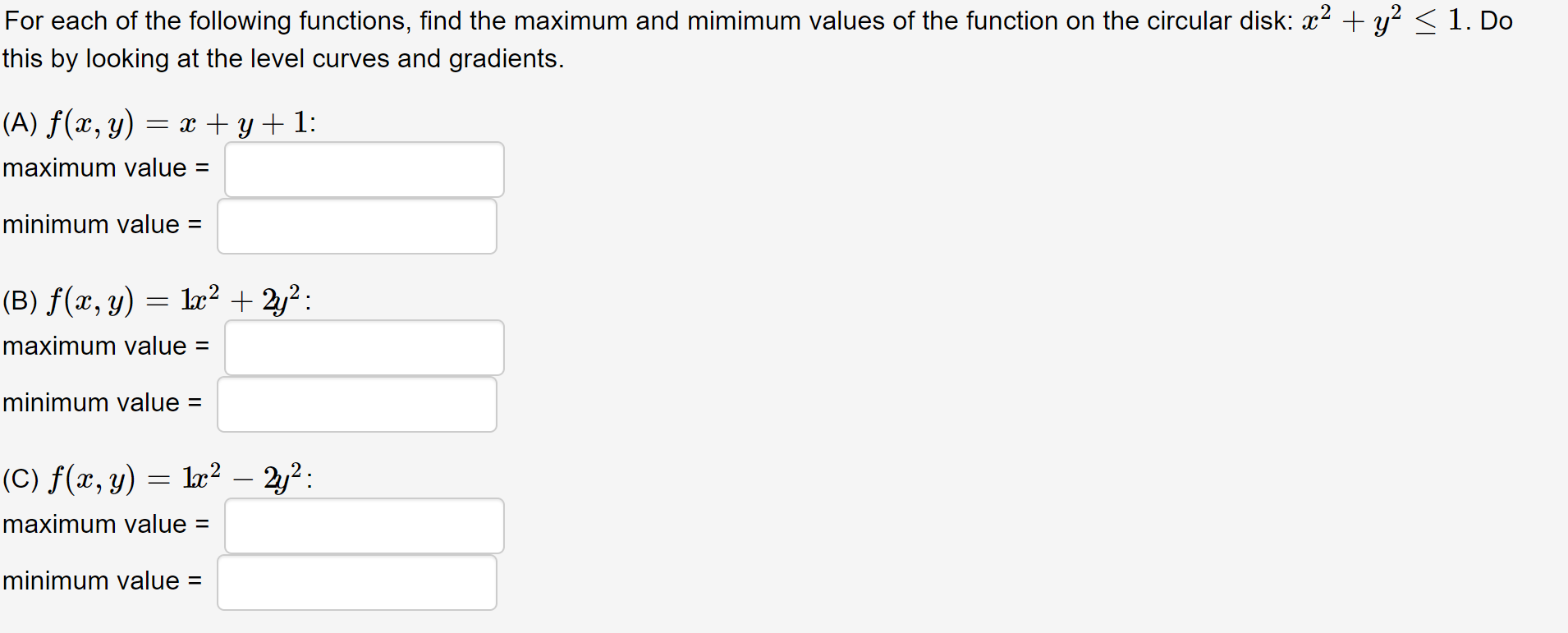 Solved For each of the following functions, find the maximum | Chegg.com