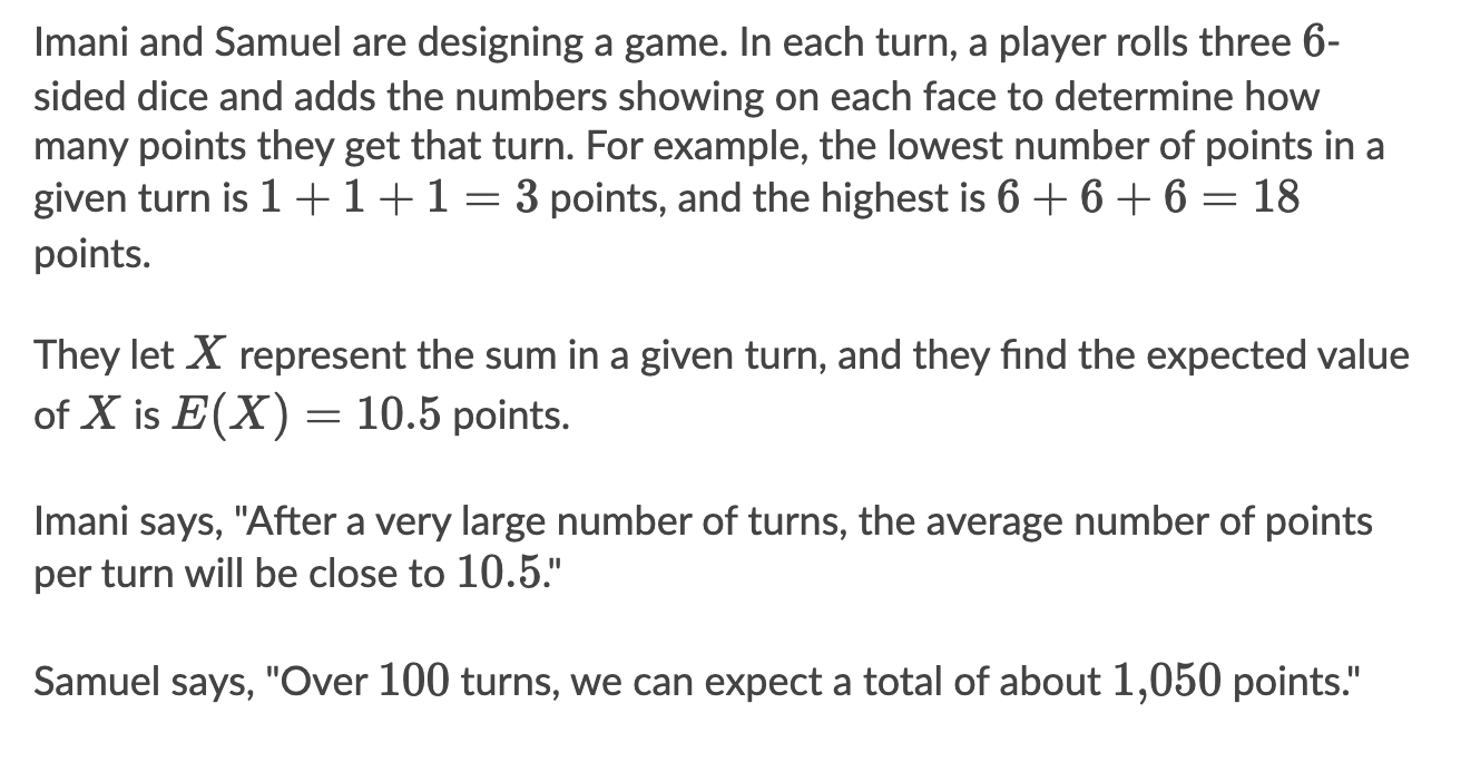 Imani and Samuel are designing a game. In each turn, | Chegg.com