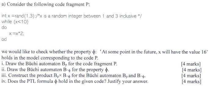 a) Consider the following code fragment P: int x | Chegg.com