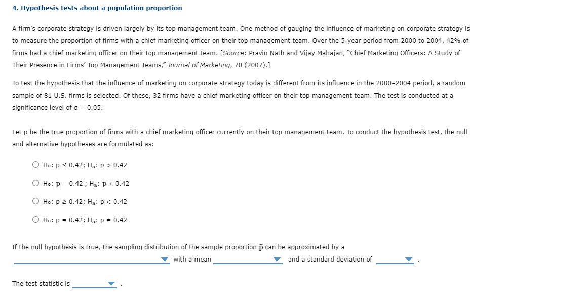 Solved If the null hypothesis is true, the sampling | Chegg.com