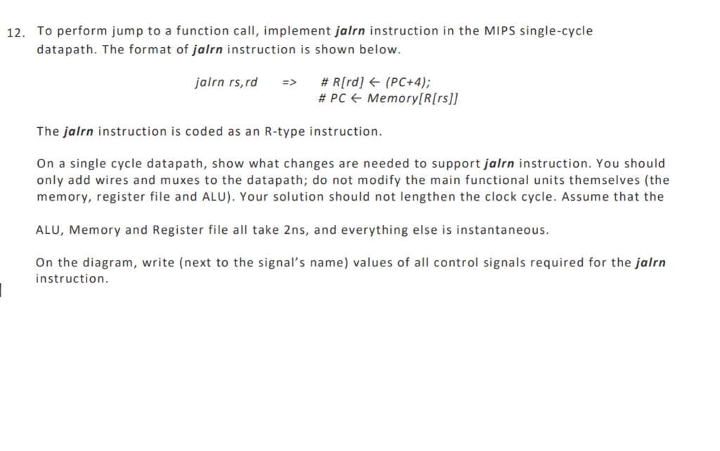 12. To perform jump to a function call, implement | Chegg.com