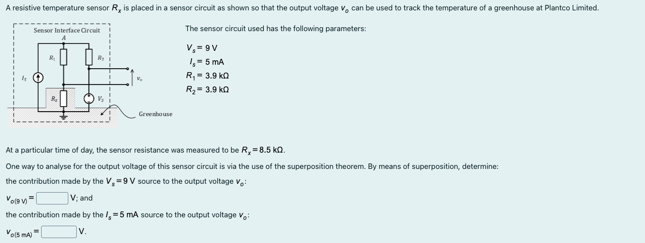 Solved A resistive temperature sensor Rx is placed in a | Chegg.com