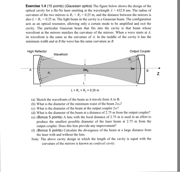 Solved Exercise 1.4 (15 points) (Gaussian optics) The figure | Chegg.com