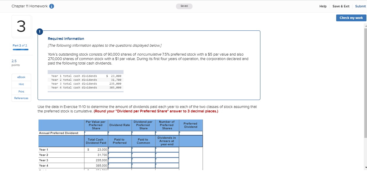 Solved Chapter 11 Homework i Saved Help Save & Exit Submit | Chegg.com