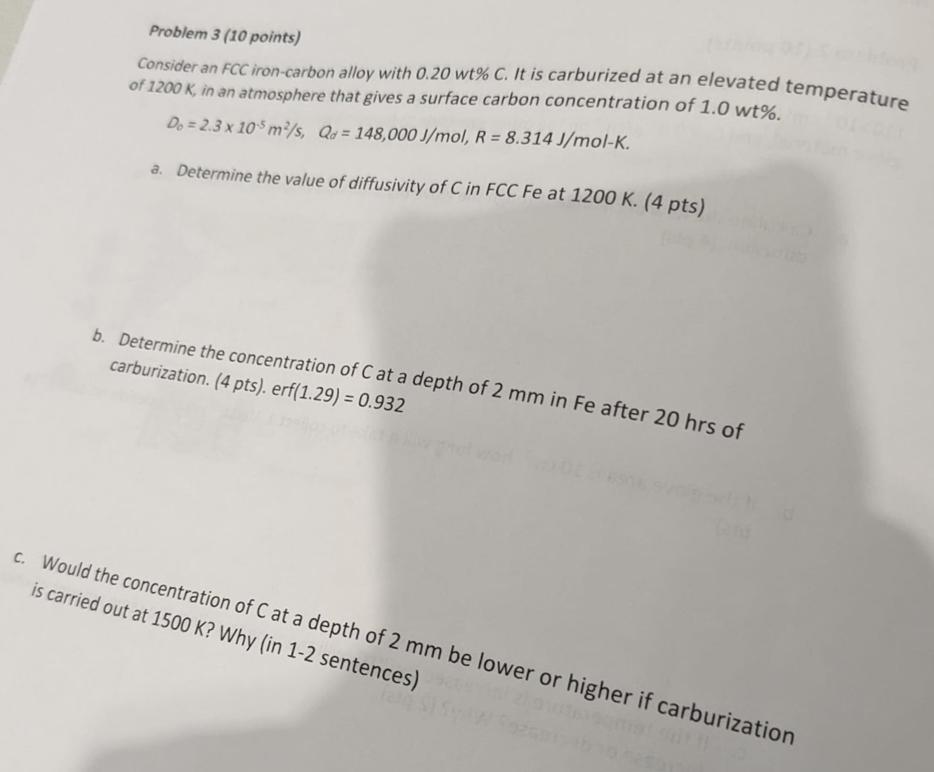Solved Problem 3 (10 points) Consider an FCC iron-carbon | Chegg.com