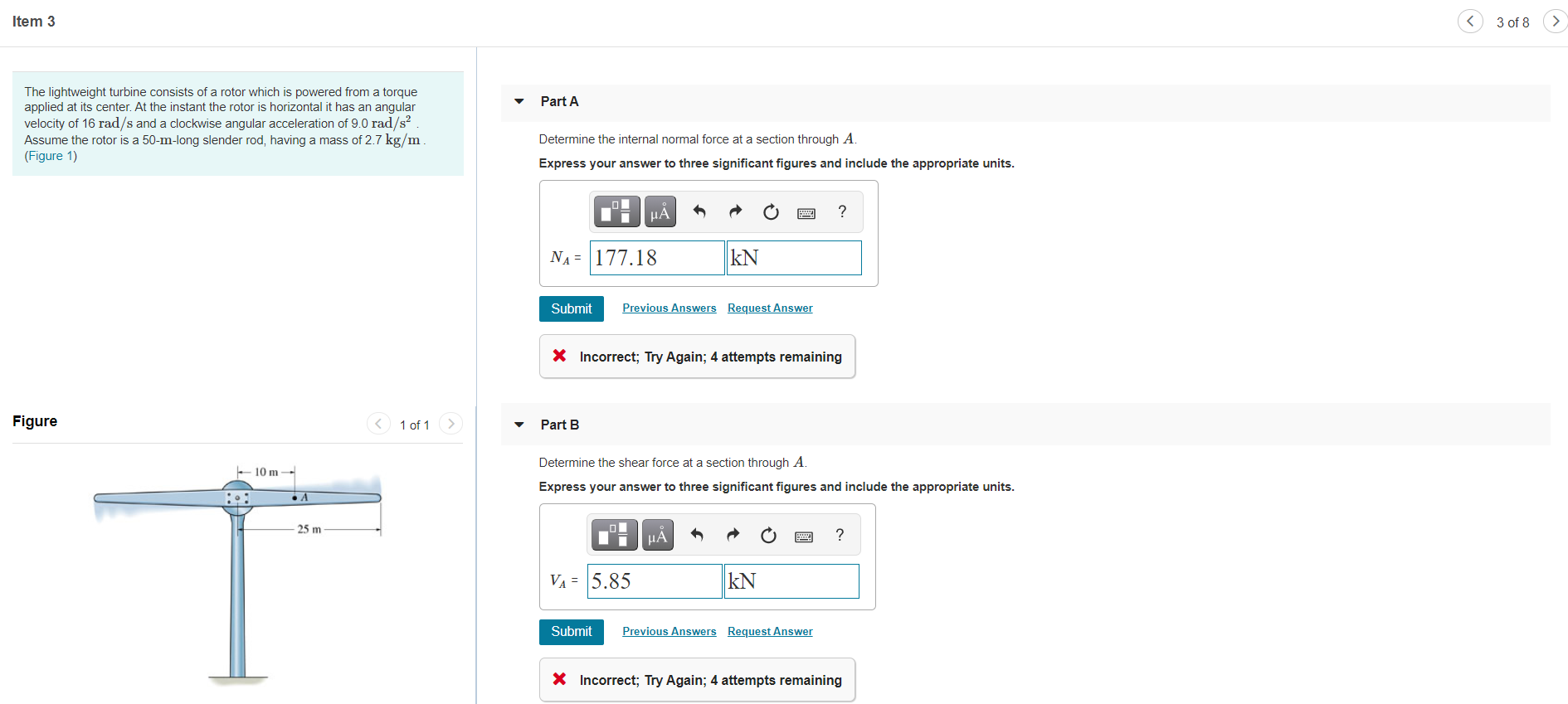 Solved Item 3 3 of 8 Part A The lightweight turbine consists | Chegg.com
