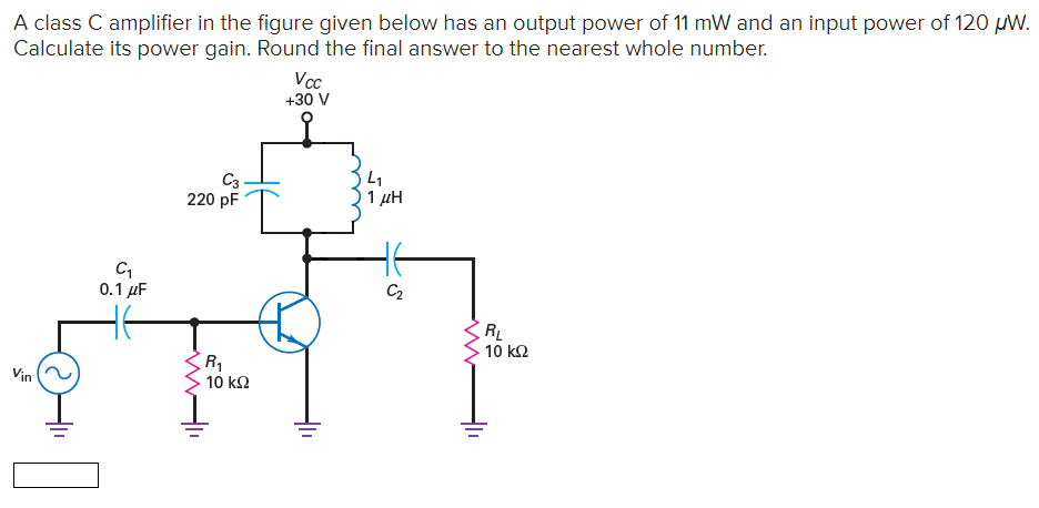 Solved A class C amplifier in the figure given below has an | Chegg.com