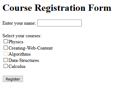Create a simplified course registration system using | Chegg.com