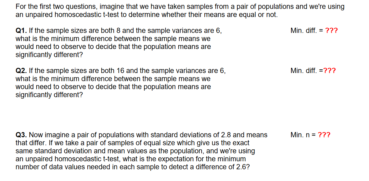 Solved For the first two questions, imagine that we have | Chegg.com