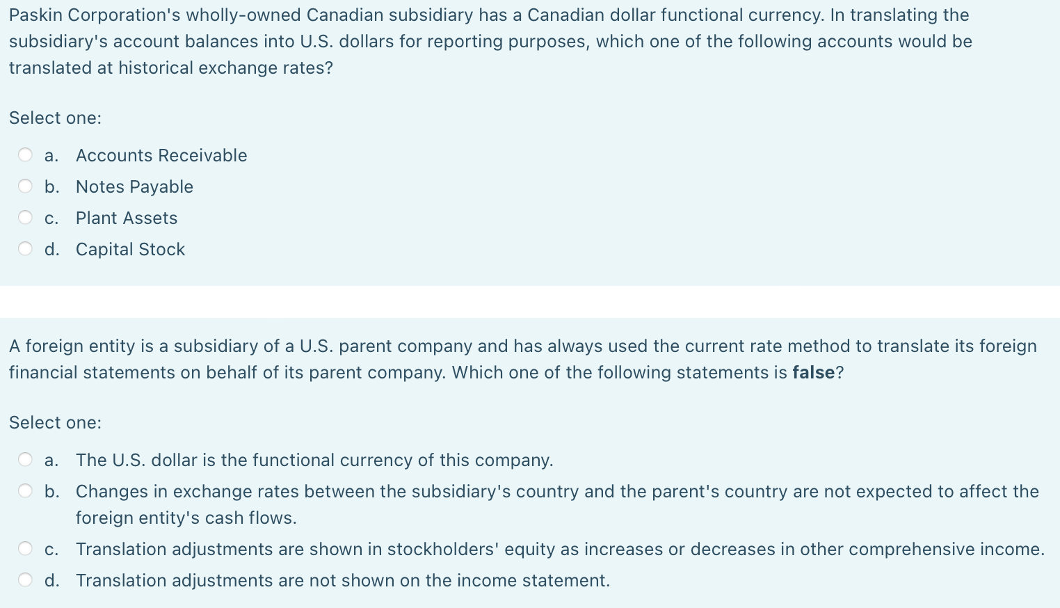 Solved Paskin Corporation's wholly-owned Canadian subsidiary | Chegg.com