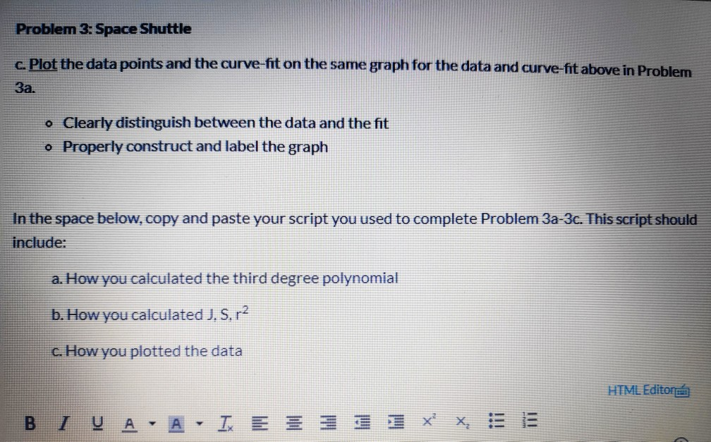 Problem 3: Space Shuttle C. Plot the data points and | Chegg.com