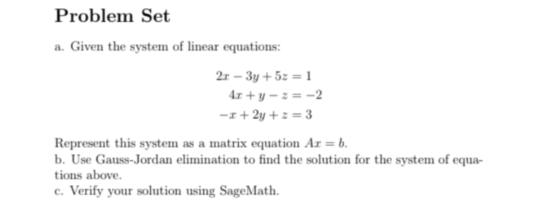 Solved Problem Seta. ﻿Given the system of linear | Chegg.com