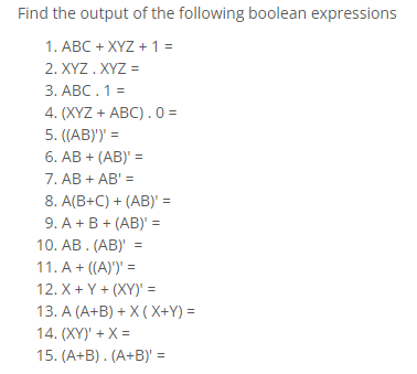 Solved Find the output of the following boolean expressions | Chegg.com