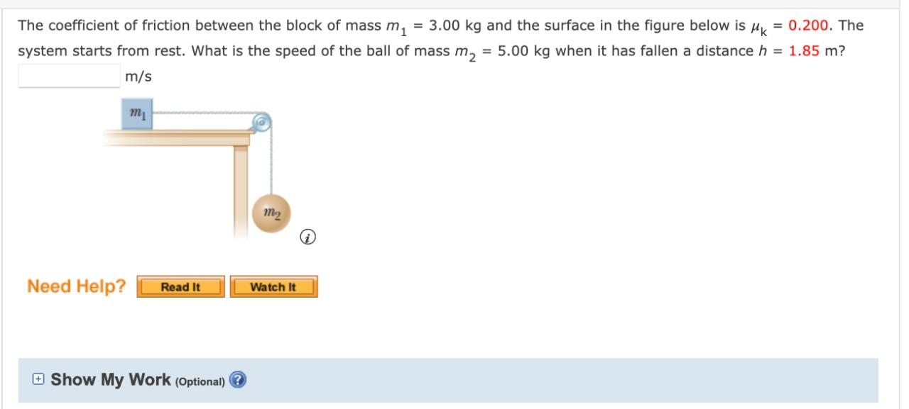 Solved The Coefficient Of Friction Between The Block Of Mass