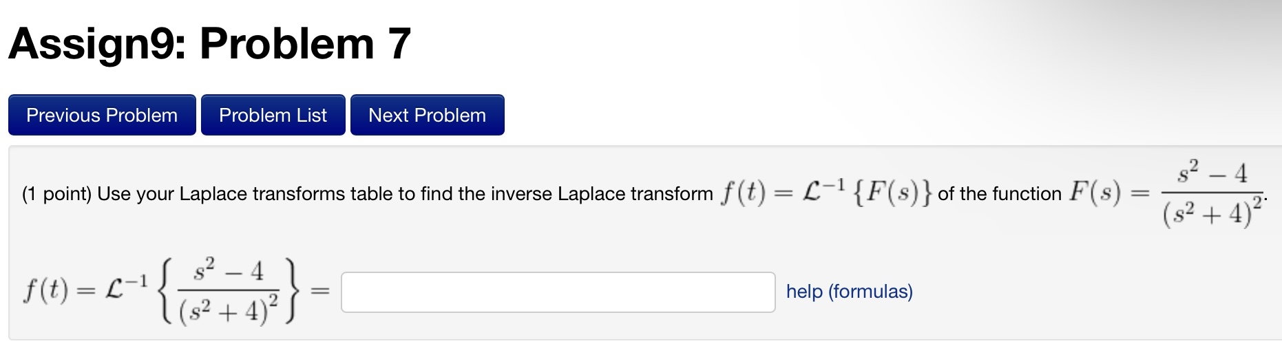 (1 point) Use your Laplace transforms table to find | Chegg.com