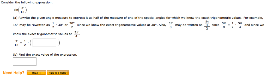 Solved Consider the following expression sin ) 12 (a) | Chegg.com