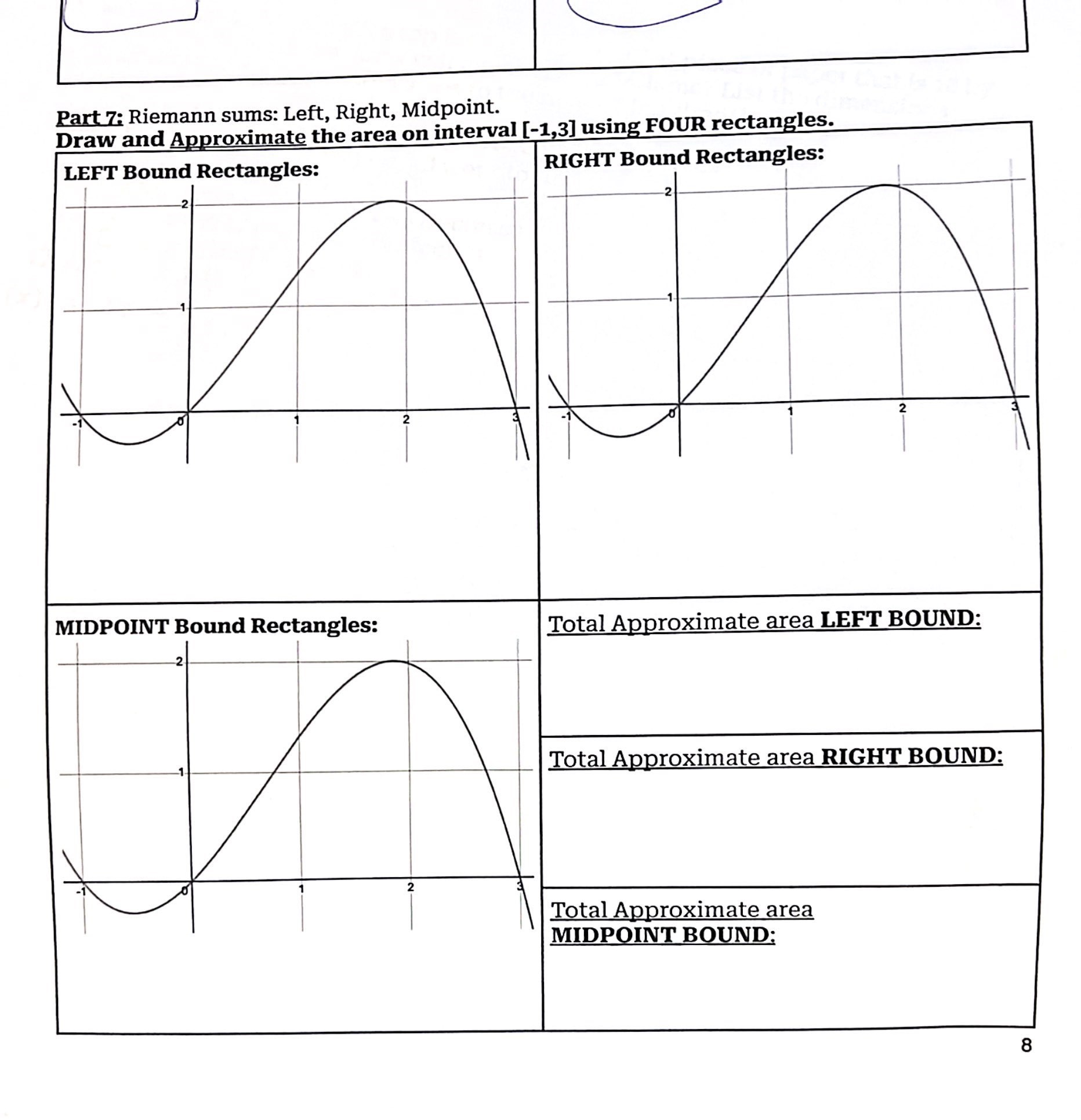 Part 7: Riemann sums: Left, Right, Midpoint. Draw and | Chegg.com