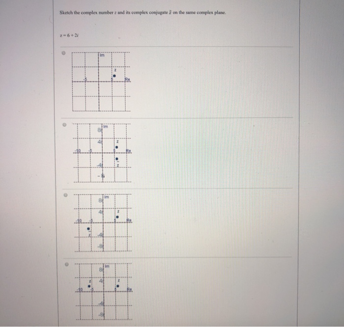 Solved Sketch the complex number z and its complex conjugate | Chegg.com