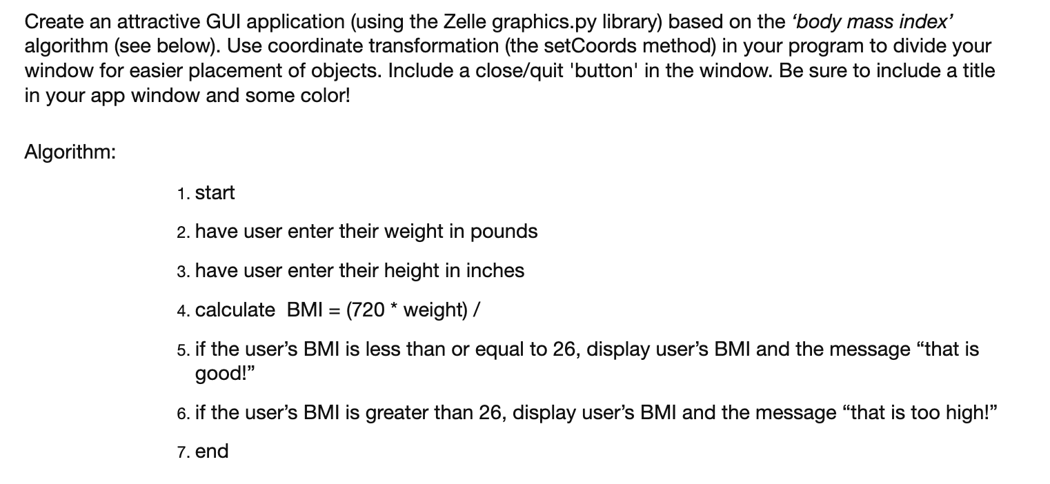 Create an attractive GUI application (using the Zelle | Chegg.com