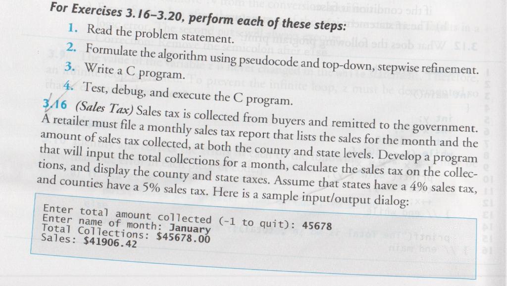 Solved For Exercises 3.16-3.20, perform each of these steps: | Chegg.com