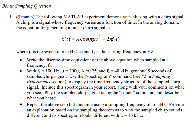 Solved Bonus Sampling Question 1. (5 marks) The following | Chegg.com