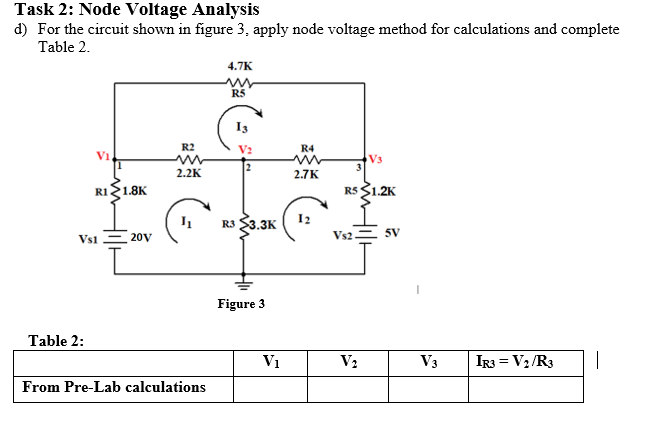 Solved Task 2: Node Voltage Analysis d) For the circuit | Chegg.com