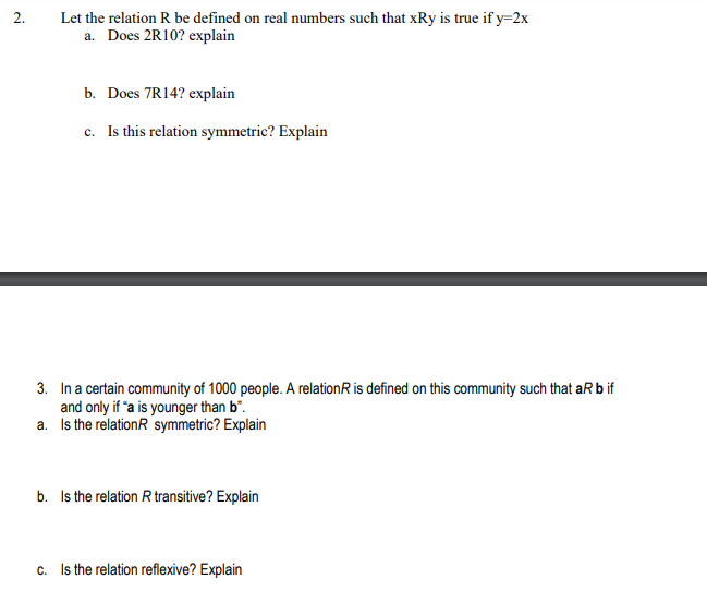 Solved Let the relation R be defined on real numbers such | Chegg.com