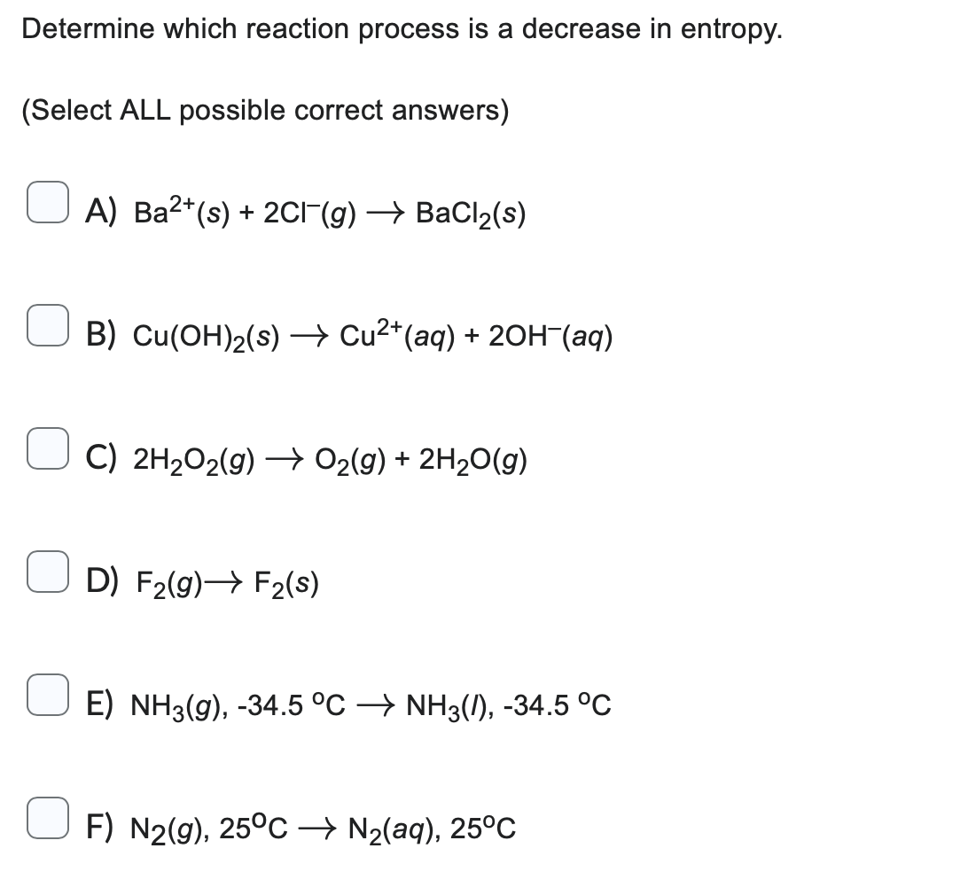 Solved Determine which reaction process is a decrease in | Chegg.com