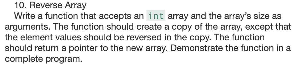 Solved 10. Reverse Array Write a function that accepts an | Chegg.com