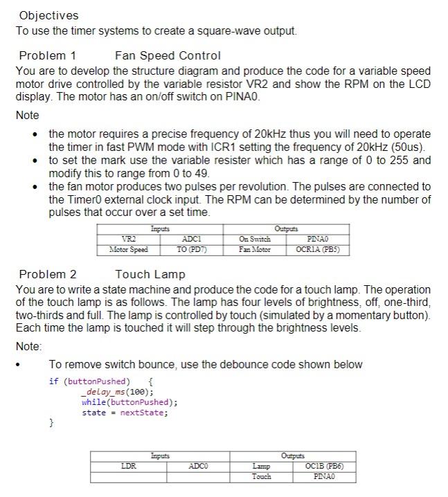 Solved Objectives To use the timer systems to create a | Chegg.com