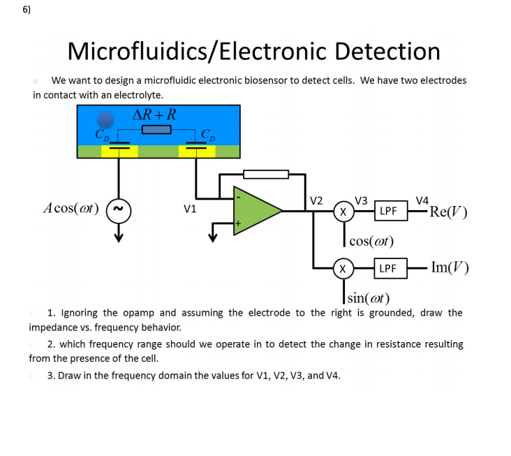 Solved 6) Microfluidics/Electronic Detection We want to | Chegg.com