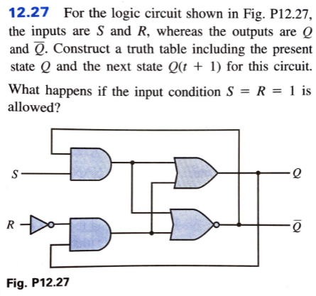 Solved 12.27 For the logic circuit shown in Fig. P12.27, the | Chegg.com